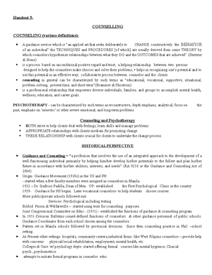 Handout-5- Counseling - Handout 5- COUNSELLING COUNSELING (various ...
