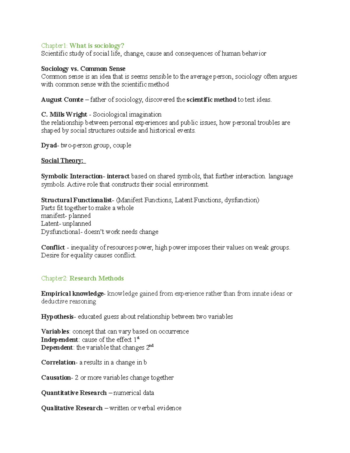 Sociology - study notes - Chapter1: What is sociology? Scientific study ...