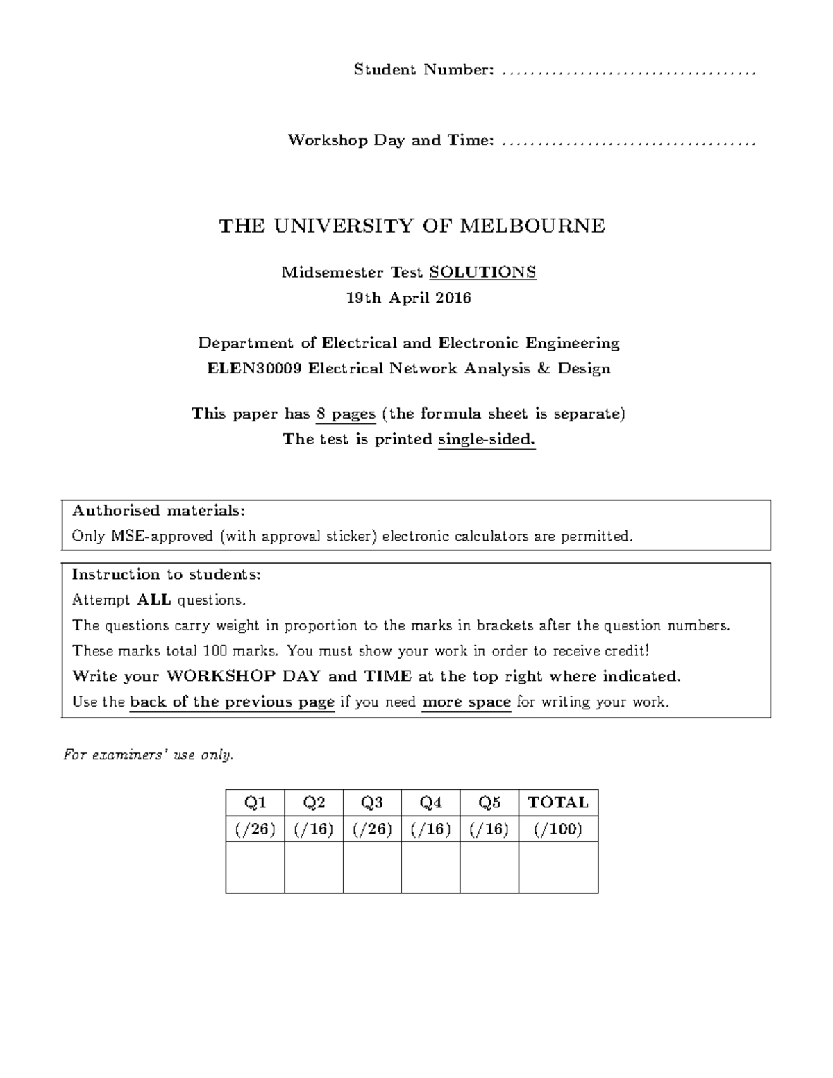 ENAD MST 2016 Solution - nothing special - Student Number ...