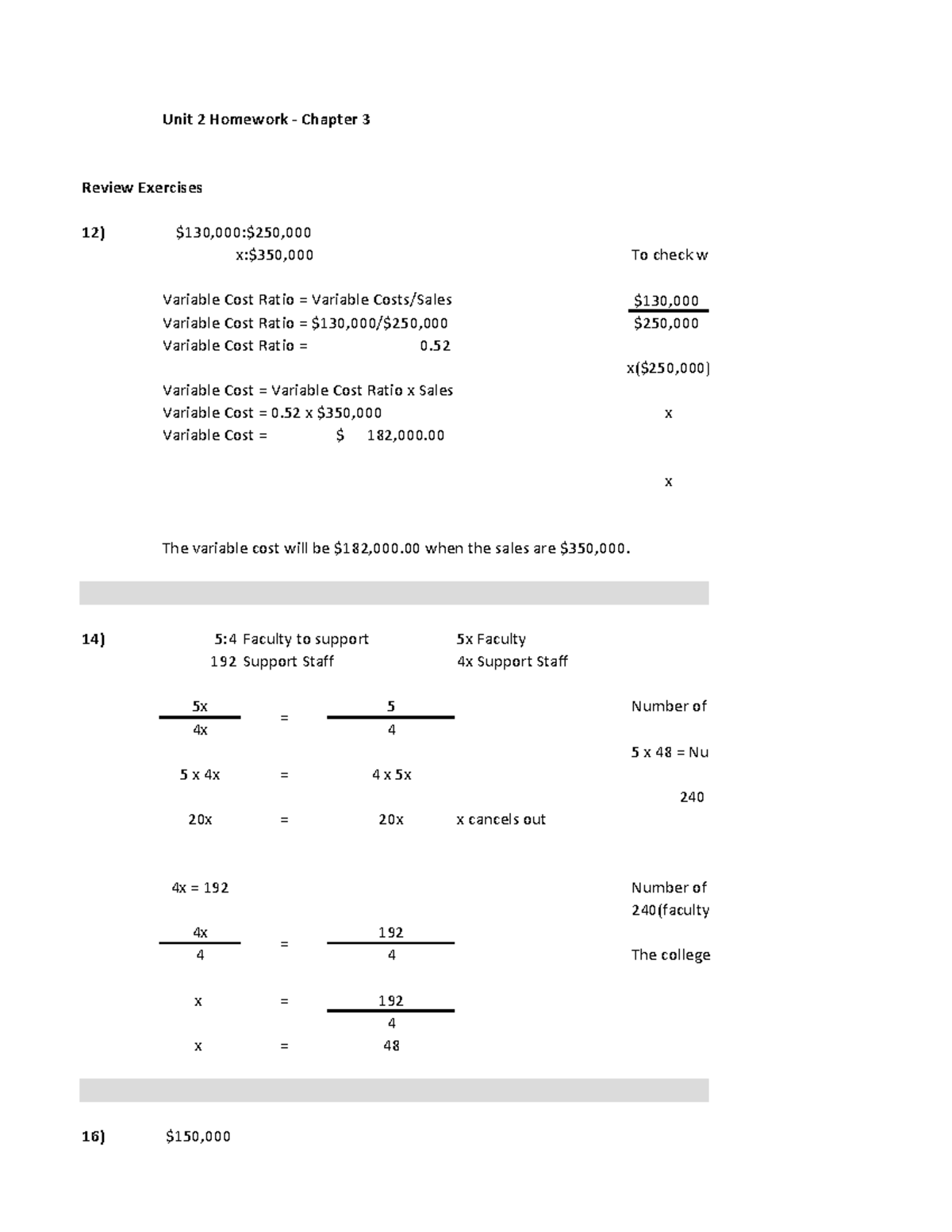 Unit 2 Exercise homework Ch 3 and 4 - Unit 2 Homework - Chapter 3 ...