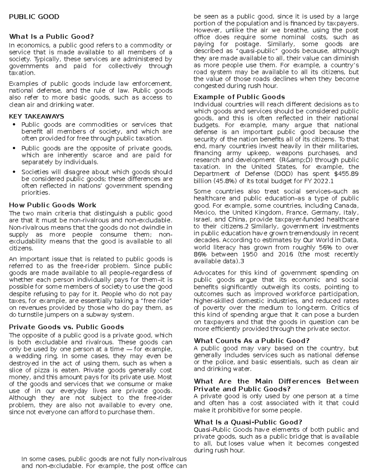 W14- Public- Goods - Ma'am Lilia - PUBLIC GOOD What Is a Public Good ...