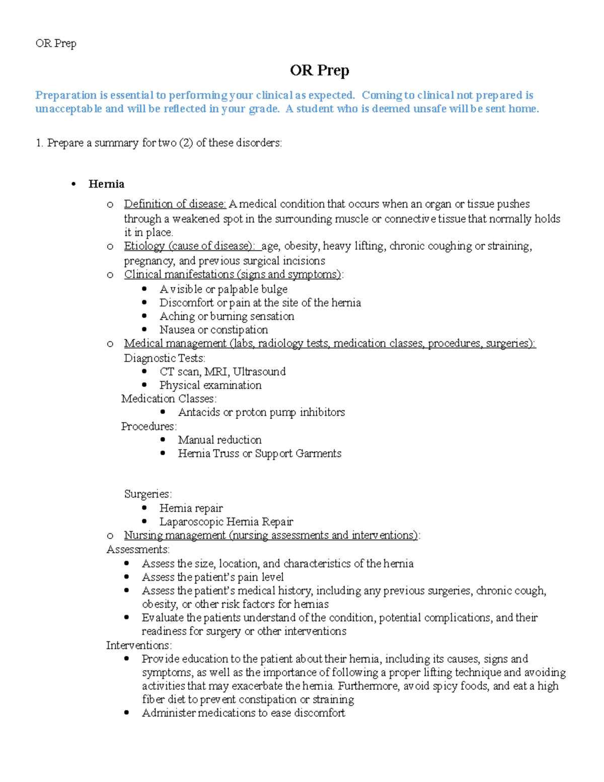 OR Prep Updated 9-13-22-1 - OR Prep OR Prep Preparation is essential to ...