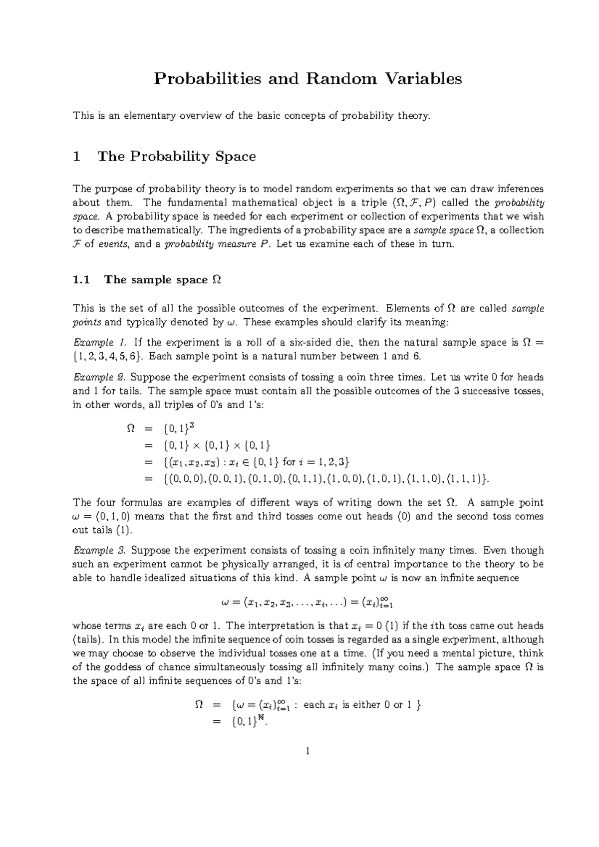 Prob basics - ref - Probabilities and Random Variables This is an elementary overview of the ...