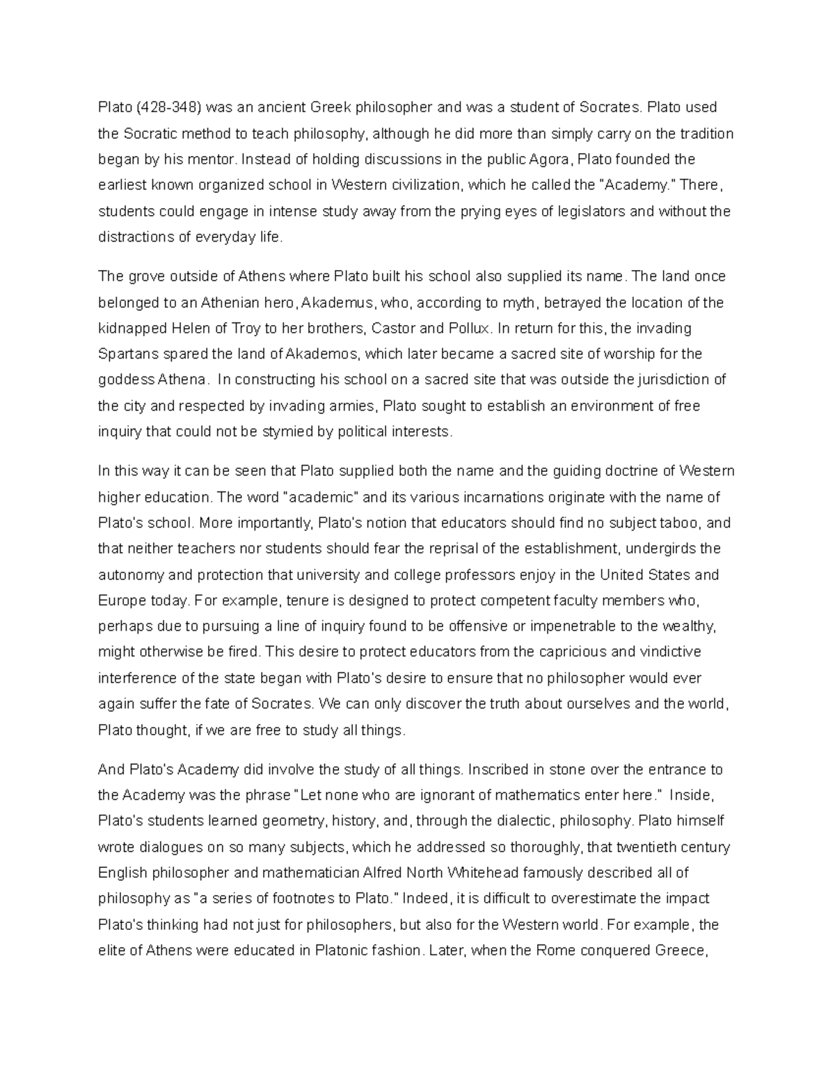 Plato the Philosopher - Plato (428-348) was an ancient Greek ...