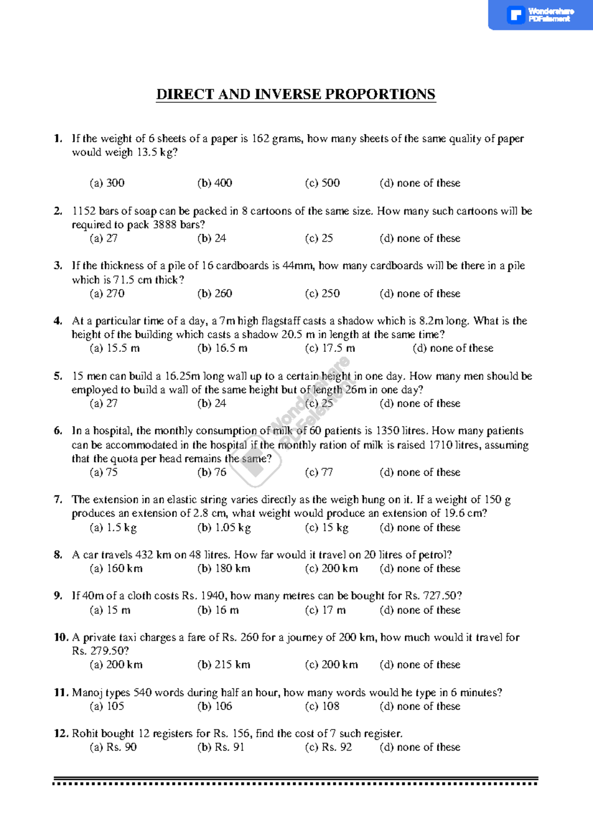 Direct AND Inverse Proportions-8th Class Maths - DIRECT AND INVERSE ...