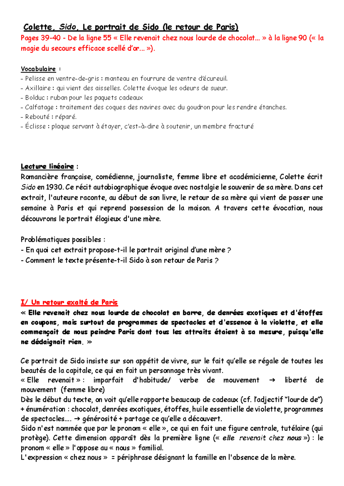 Colette Sido Le retour de Paris - Colette, Sido, Le portrait de Sido ...