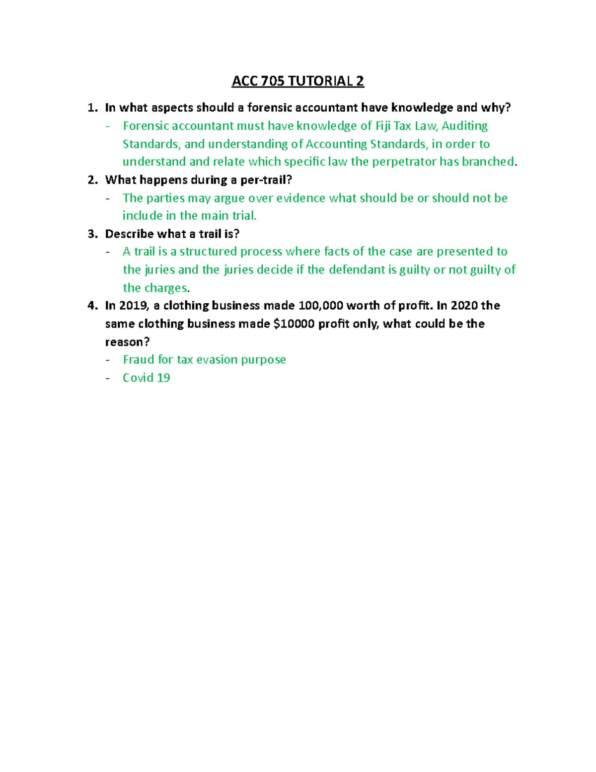 ACC 705 Tutorial 2 - ACC 705 TUTORIAL 2 In what aspects should a ...