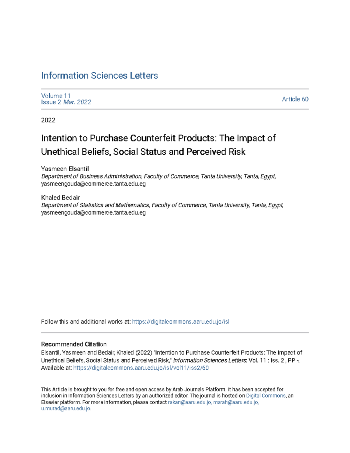 Intention to Purchase Counterfeit Products The Impact of Unethic ...