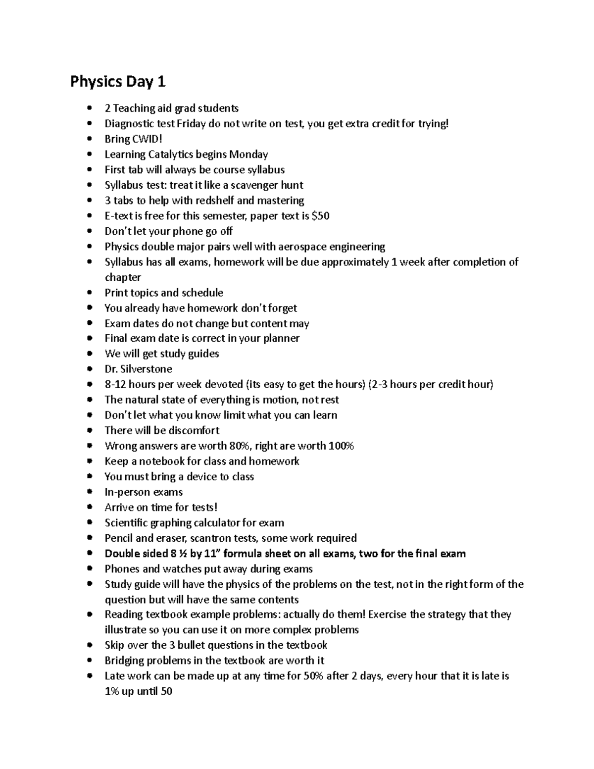 Physics Day 1 - A general introduction to the course - Physics Day 1 2 ...