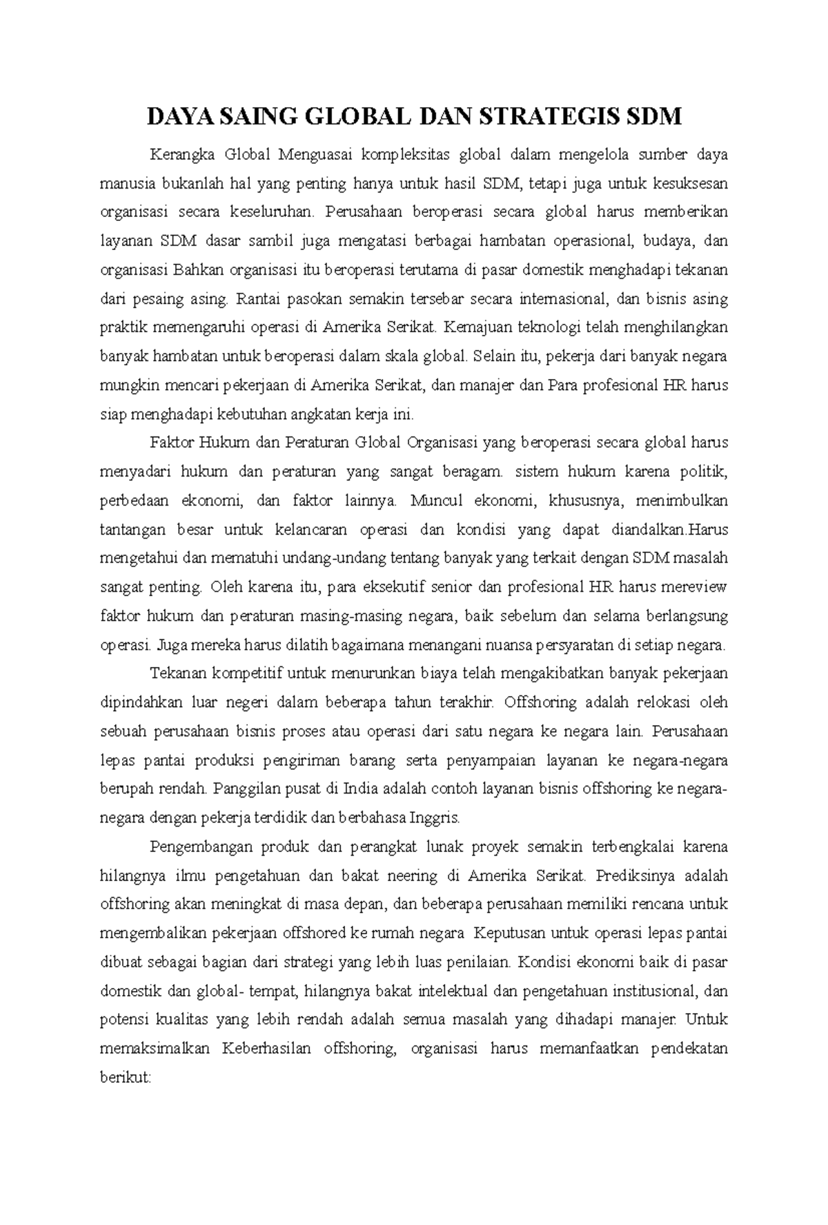 DAYA Saing Global DAN Strategis SDM - DAYA SAING GLOBAL DAN STRATEGIS ...