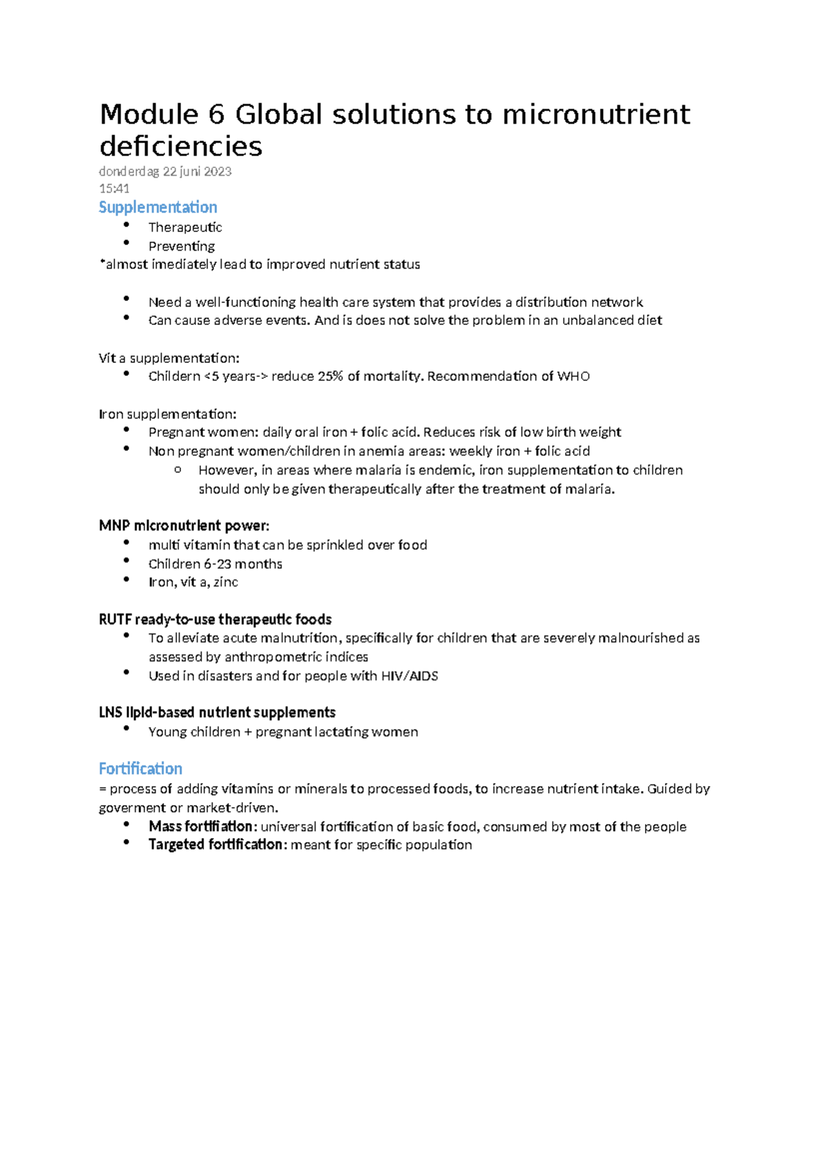 Module 6 Global solutions to micronutrient deficiencies - Module 6 ...