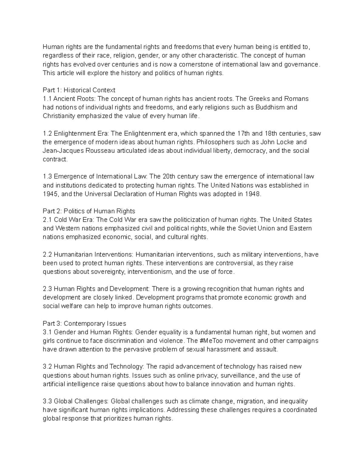 The history and politics of human rights - Human rights are the ...