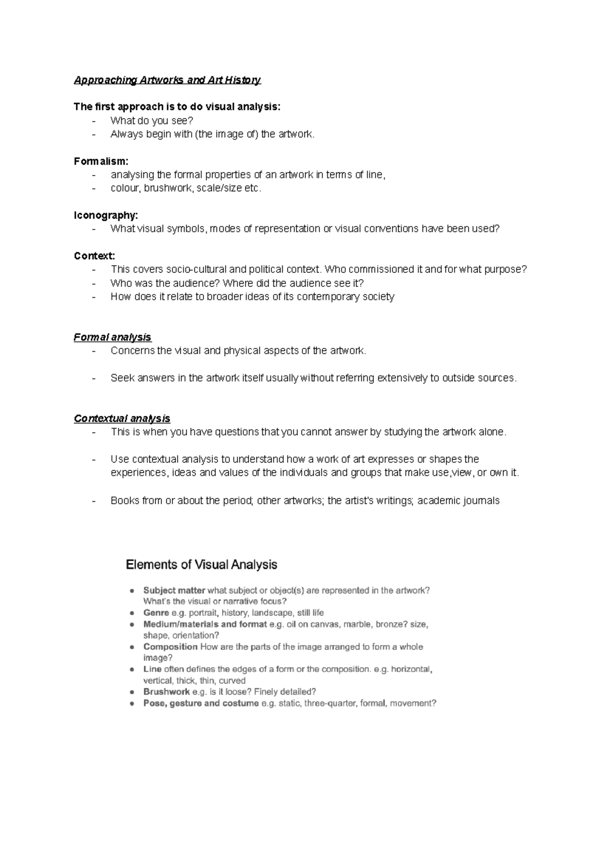 Art hist 114 cheat sheetlecture notes...... - Approaching Artworks and ...