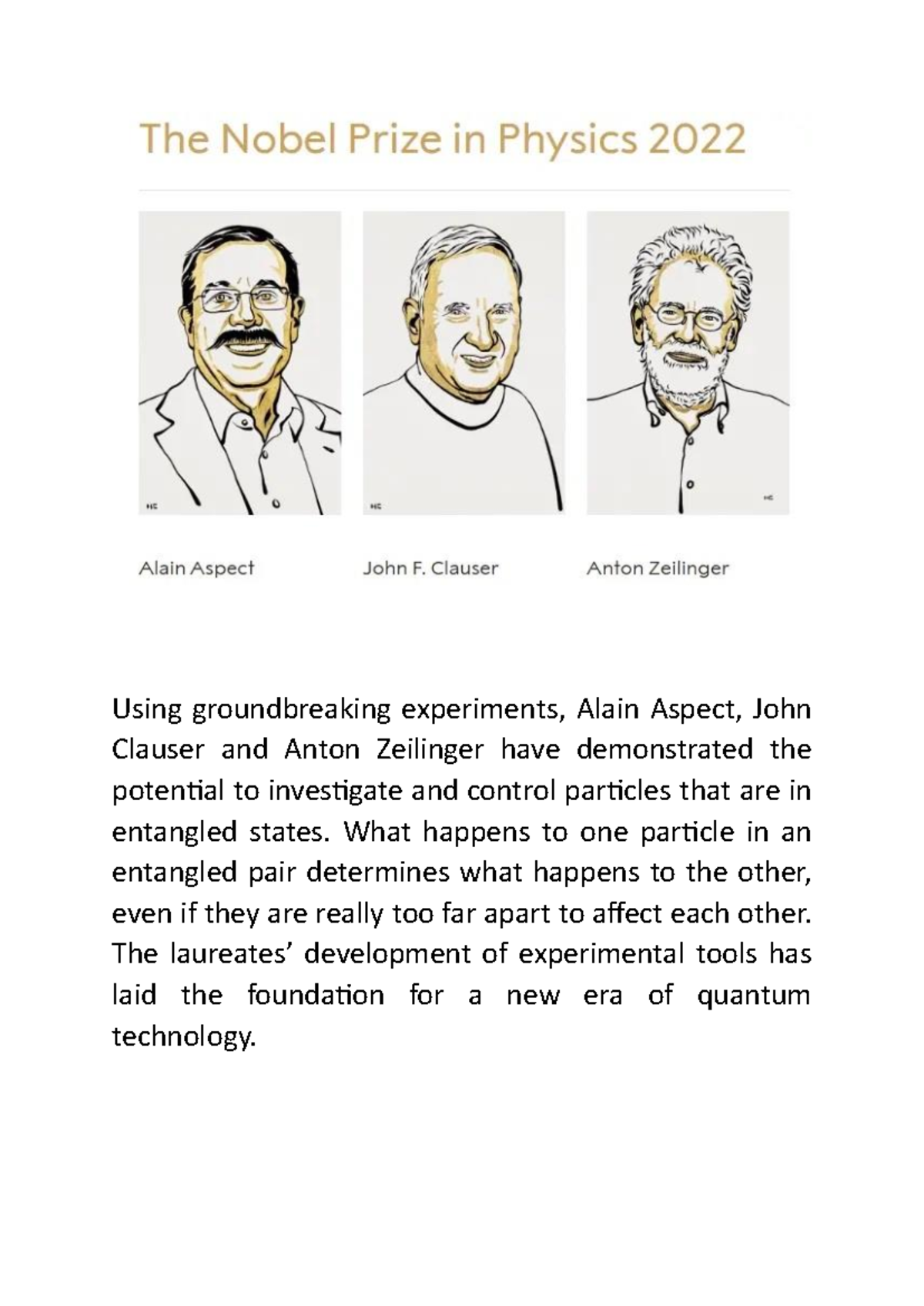 Physics 2022 Nobel Winners - Bsc physics - Using groundbreaking ...