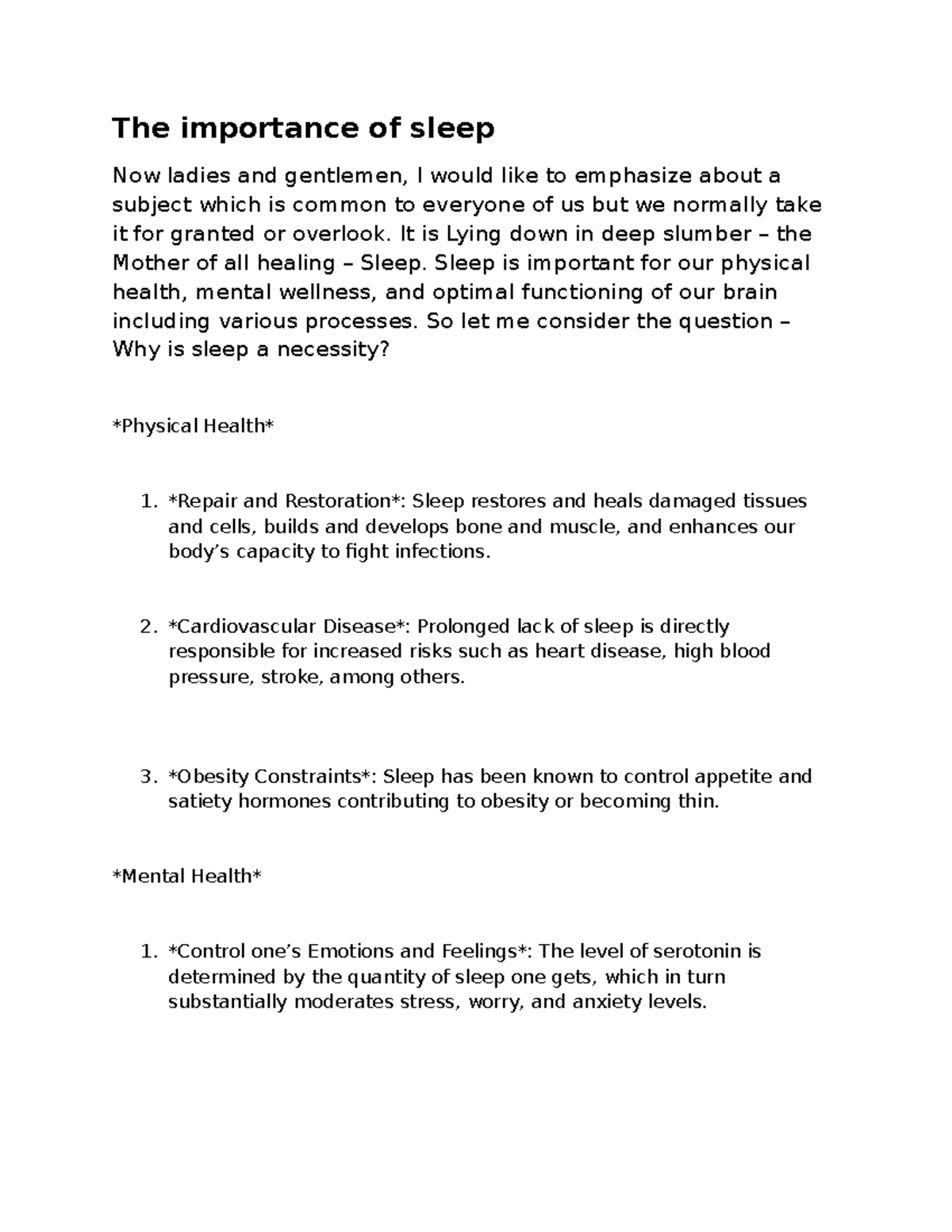 The importance of sleep - It is Lying down in deep slumber – the Mother ...