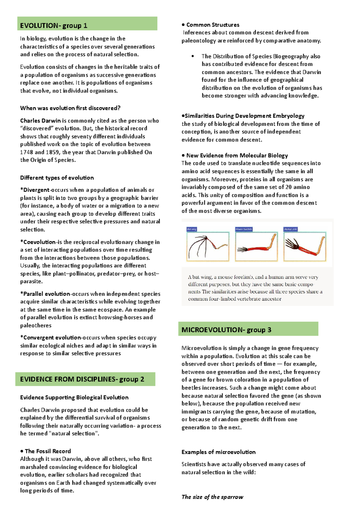 Quiz reviewer - EVOLUTION- group 1 In biology, evolution is the change ...