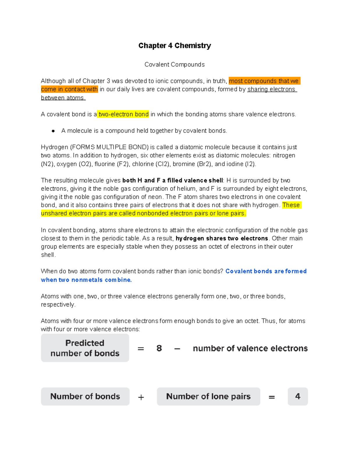 Chapter 4 Chemistry 120 - Chapter 4 Chemistry Covalent Compounds ...
