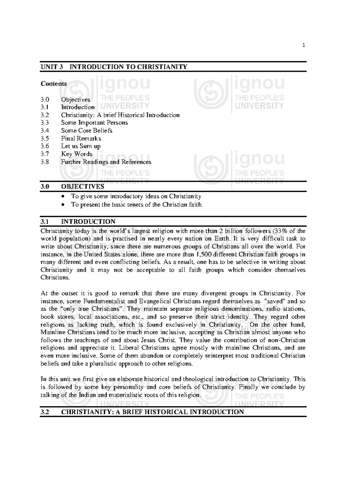 Unit-3 - Notes - UNIT 3 INTRODUCTION TO CHRISTIANITY Contents 3 ...