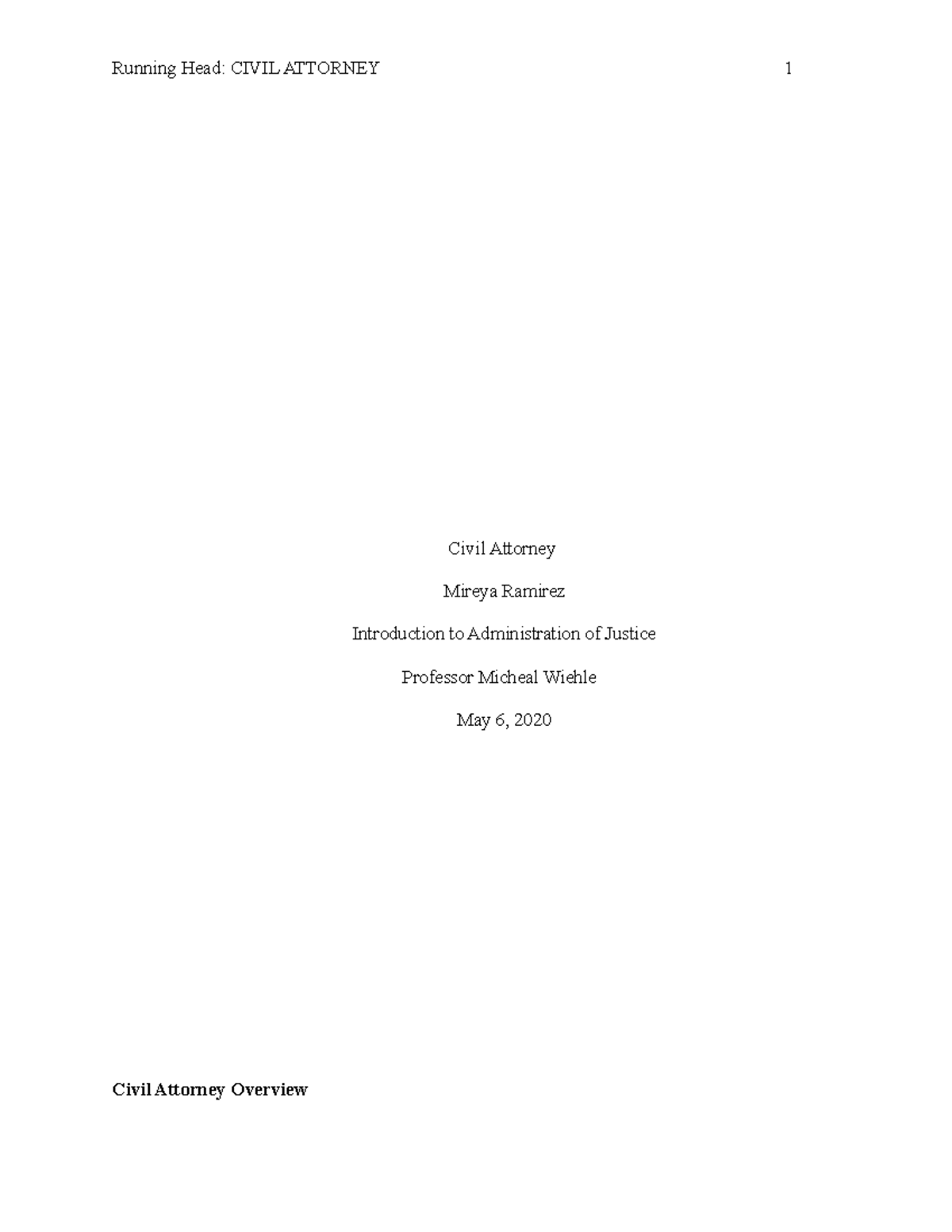 Civil Attorney Document notes in word - Running Head: CIVIL ATTORNEY 1 ...