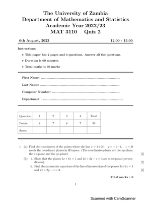 UNZA NS past papers - Mathematics m111 past paper 1998 - Split PDF ...