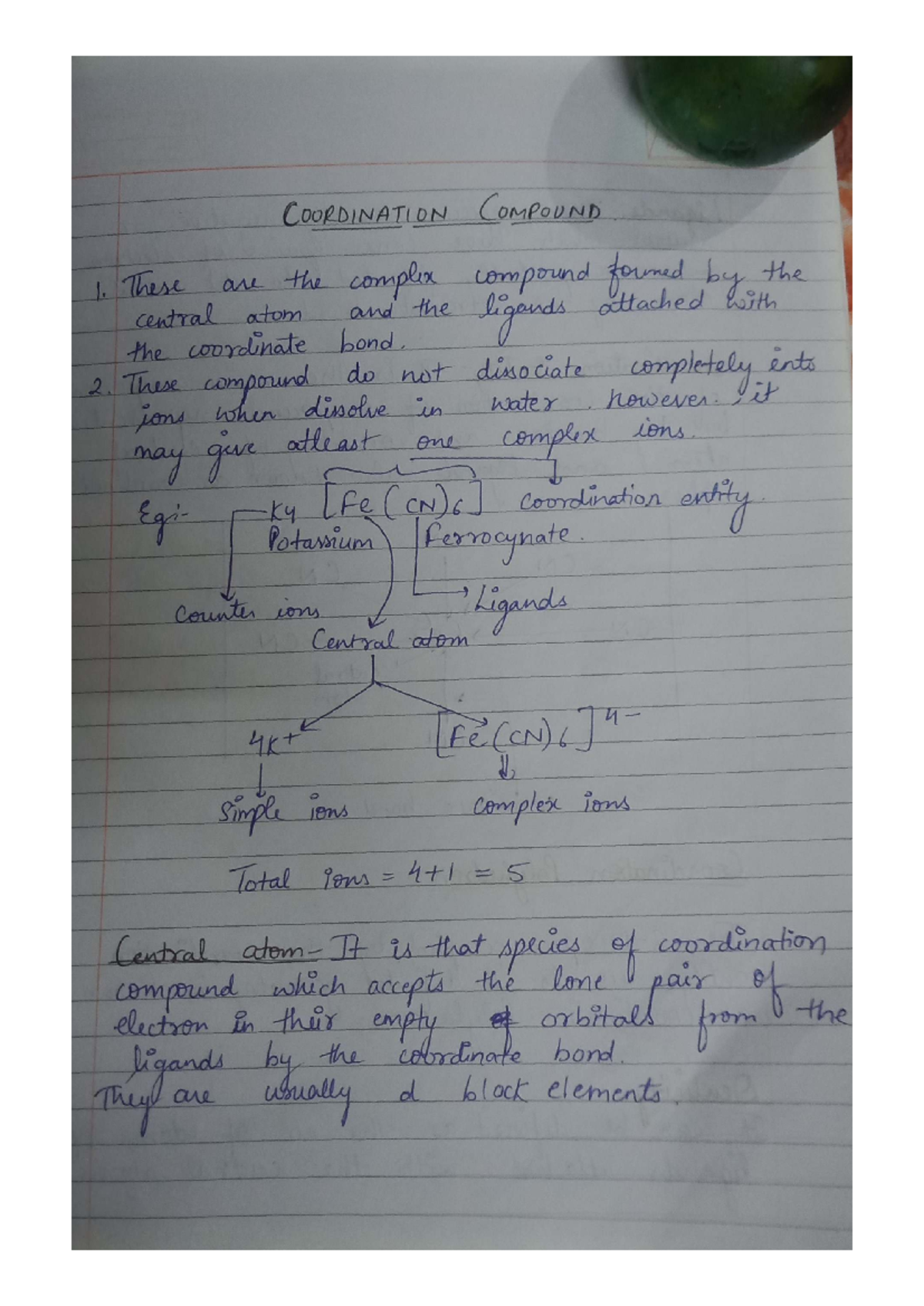 Coordination compounds notes class 12th - COORDINATION COMPOUND 1 ...