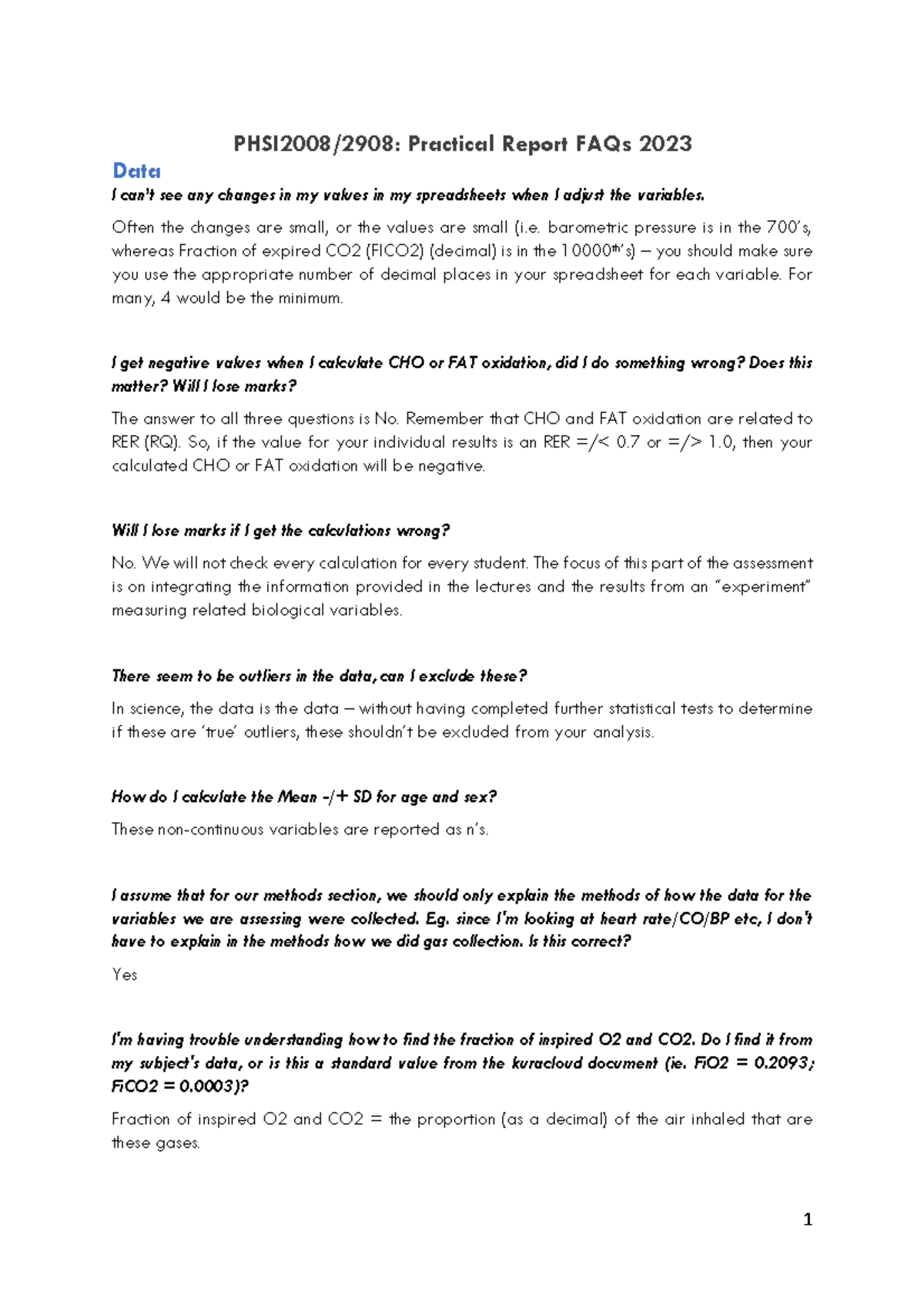 PHSI2008 2908 prac report FAQ 2023-1 - PHSI2008/2908: Practical Report ...