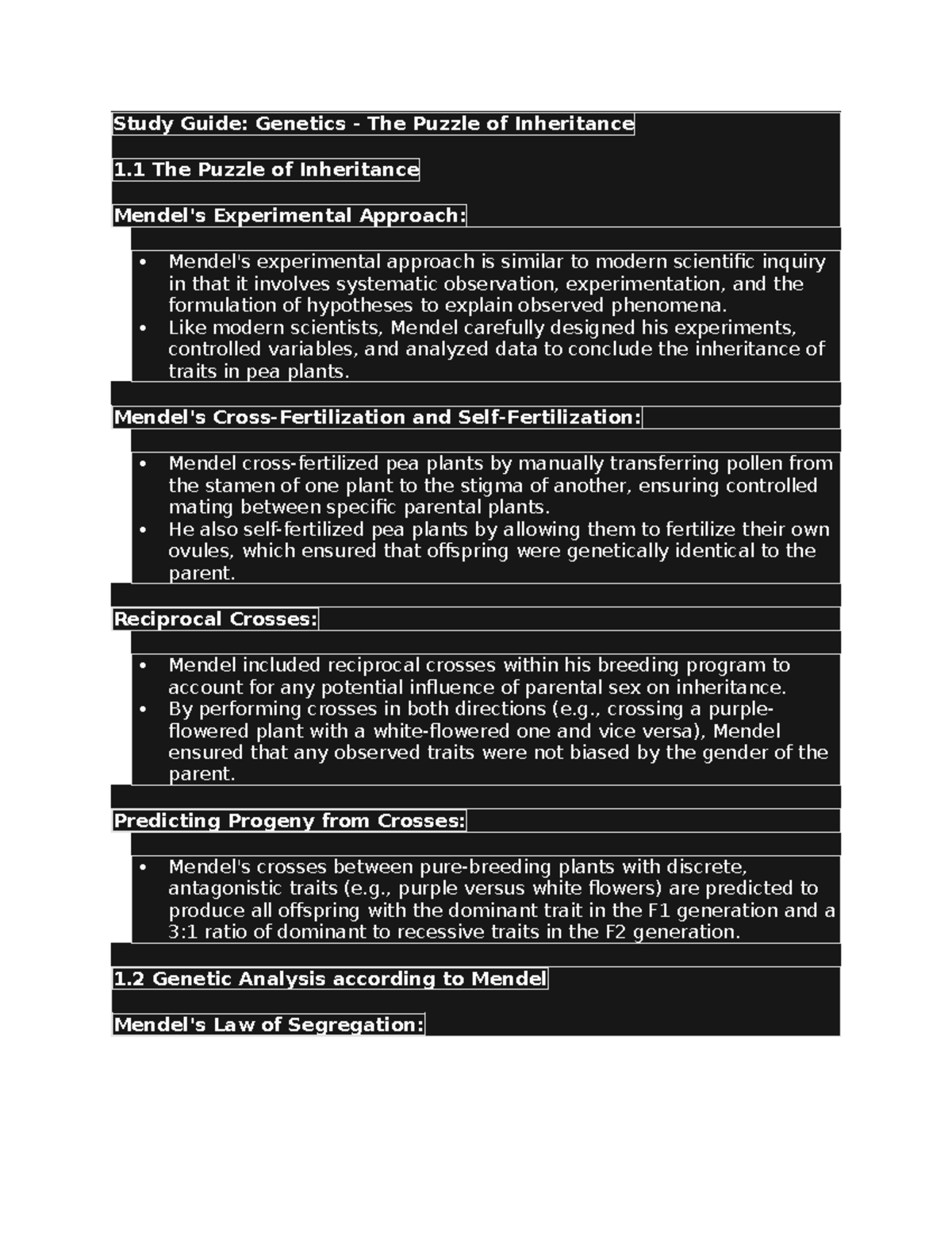 Study Guide exam 1 - Summary Principles Of Genetics - Study Guide ...