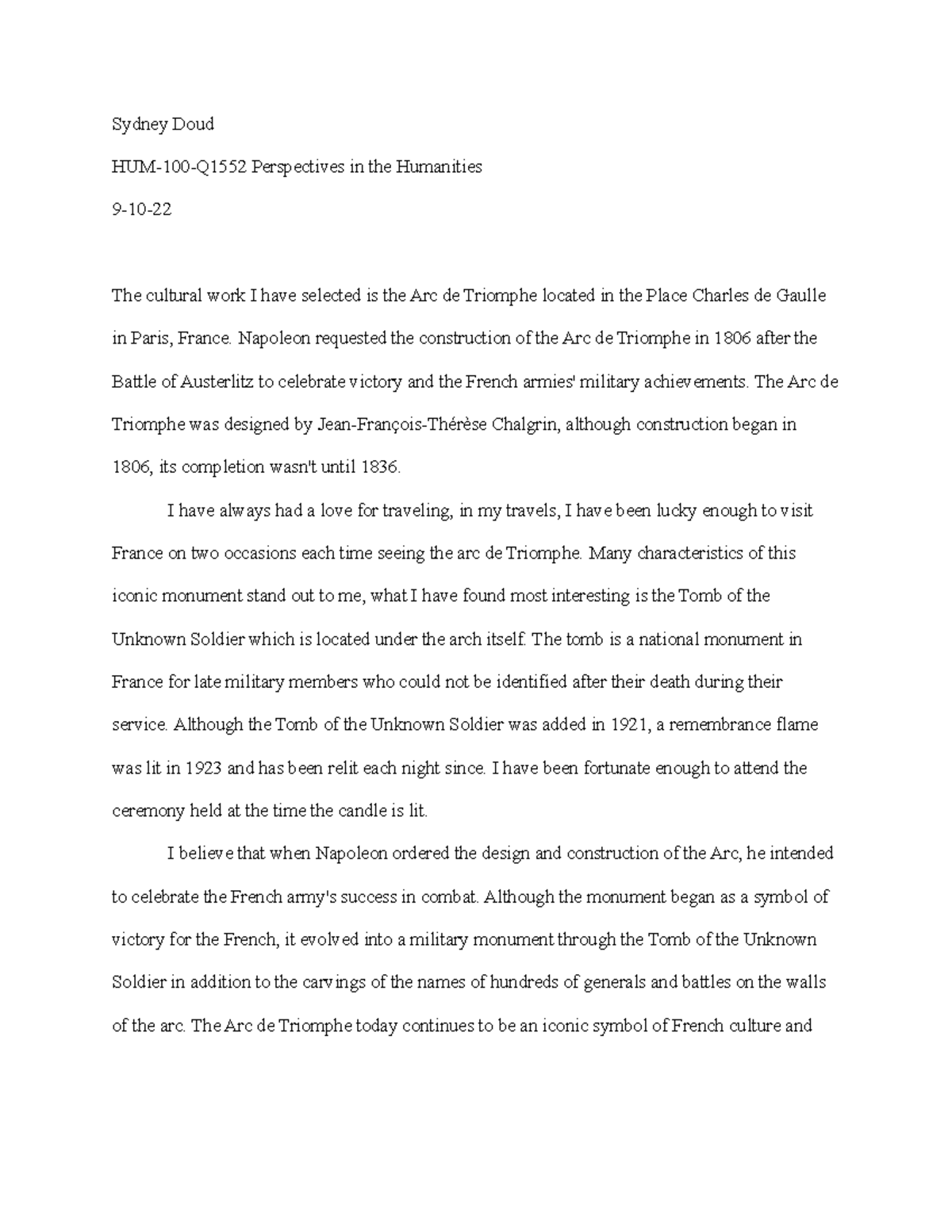 2-2 Project topic proposal - Sydney Doud HUM-100-Q1552 Perspectives in ...