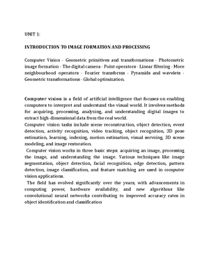 Computer Vision - CCS338 - Studocu