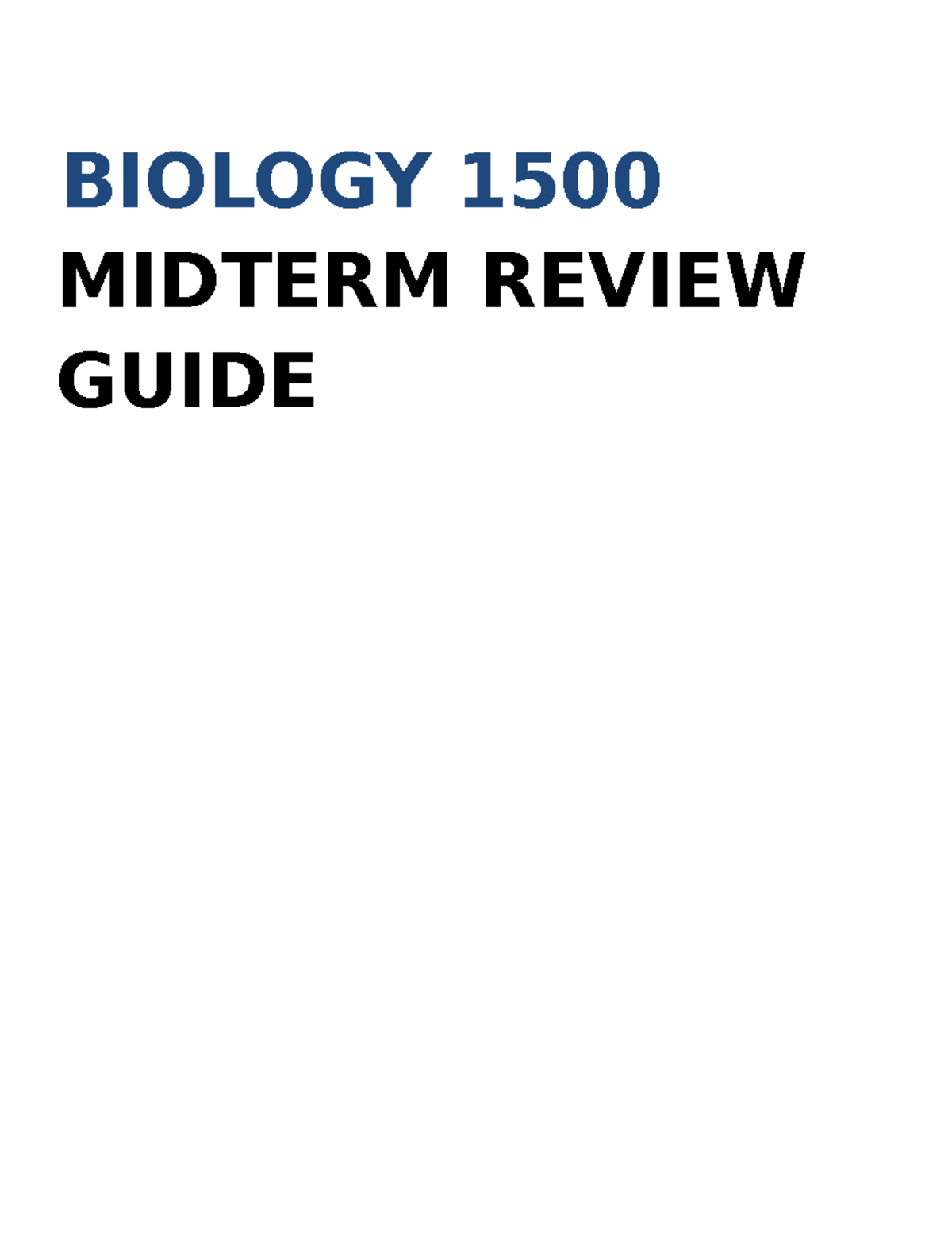 Midterm Review - BIOLOGY 1500 MIDTERM REVIEW GUIDE CHEMISTRY - Chapter ...