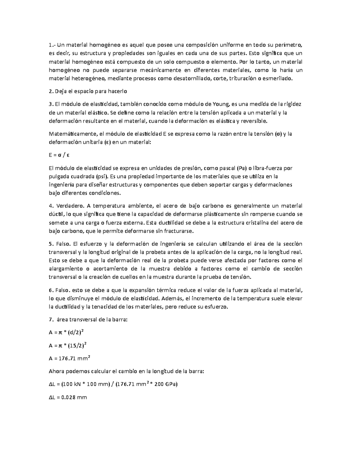 GAMA-1 - Actividades de repaso - 1.- Un material homogéneo es aquel que ...