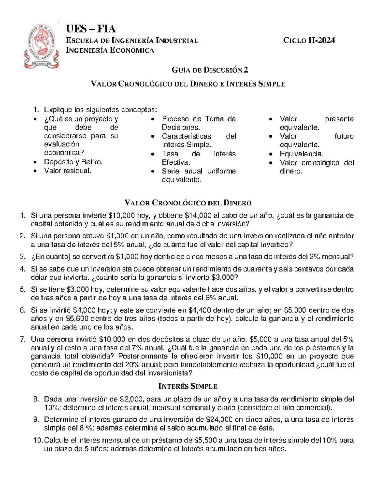 GUÍA DE Discusión 2 IEC115 Ciclo II-2024 - UES – FIA ESCUELA DE ...