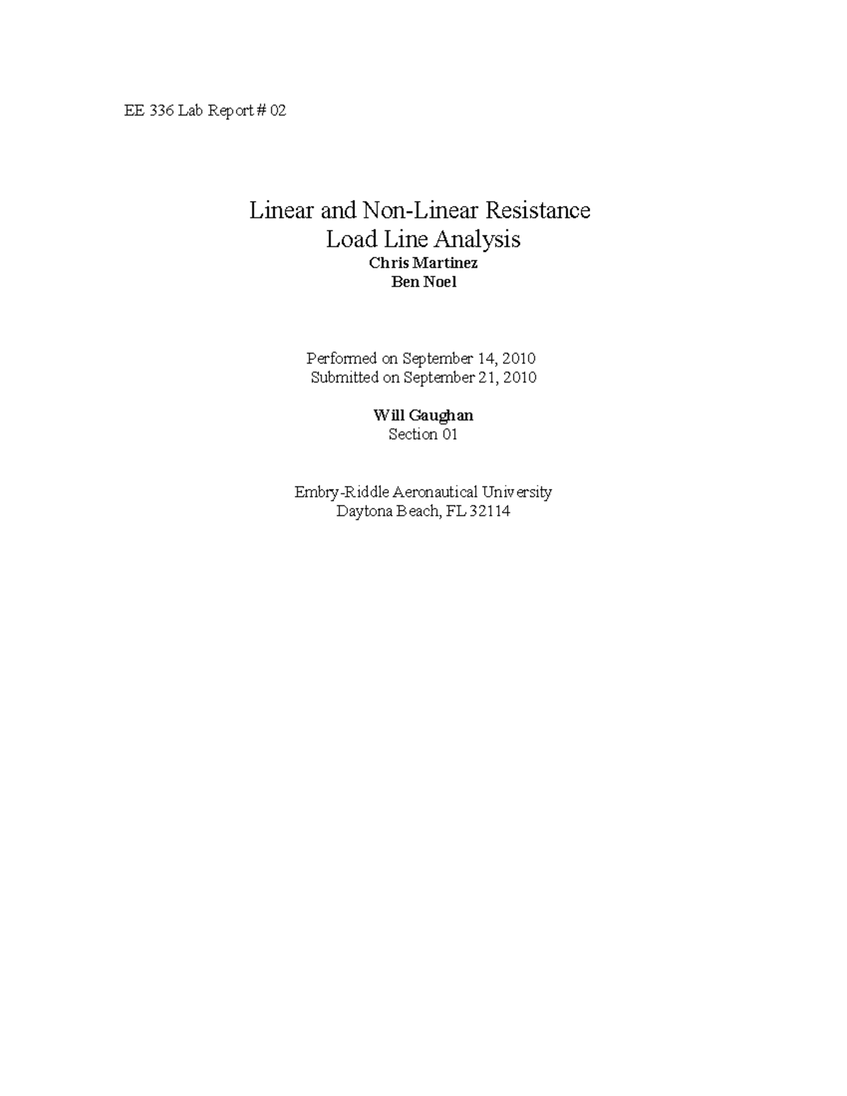 Linear and Non-Linear Resistance Load Line Analysis - EE 336 Lab Report ...