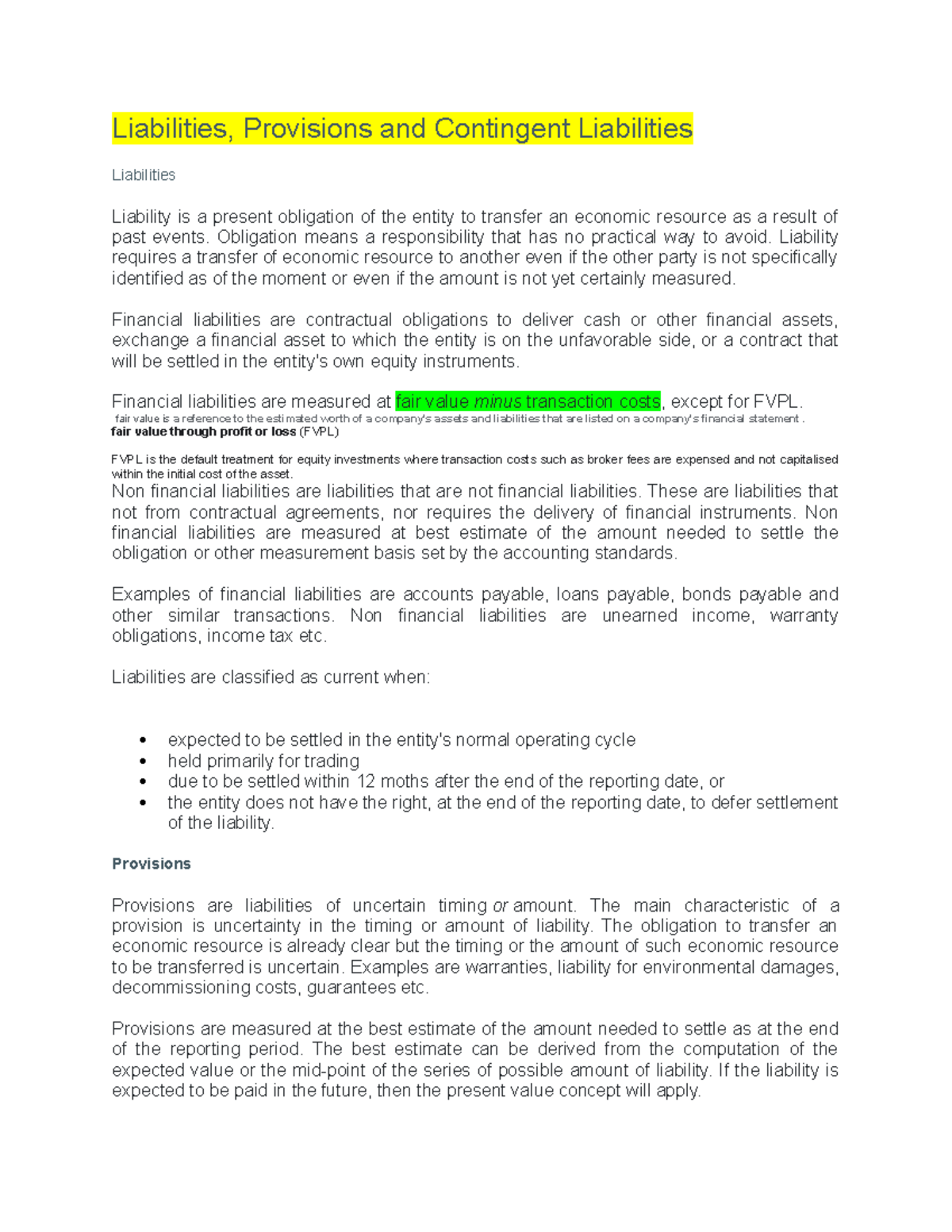 Intermediate Accounting 2 Reading Material - Liabilities, Provisions ...