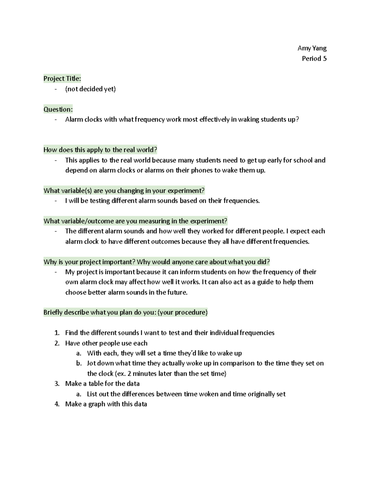 Science Fair Project Outline - Amy Yang - Amy Yang Period 5 Project ...
