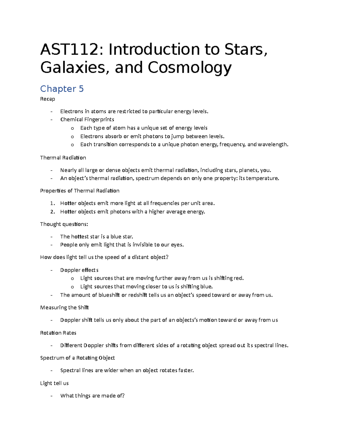 Lecture 7 - AST112: Introduction to Stars, Galaxies, and Cosmology ...