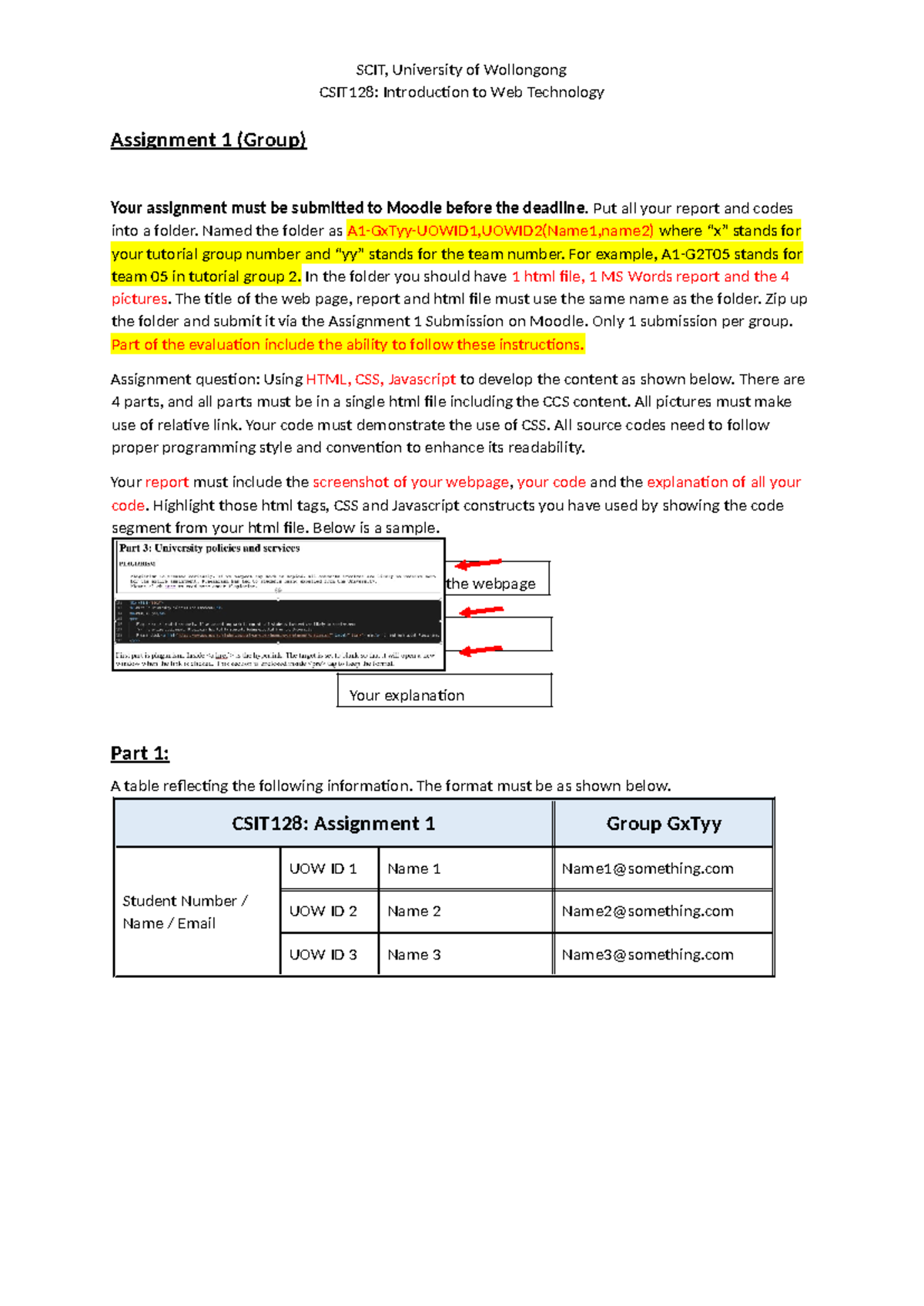 Csit128 Y202409 A1 Ver1 Csit128 Introduction To Web Technology Assignment 1 Group Your