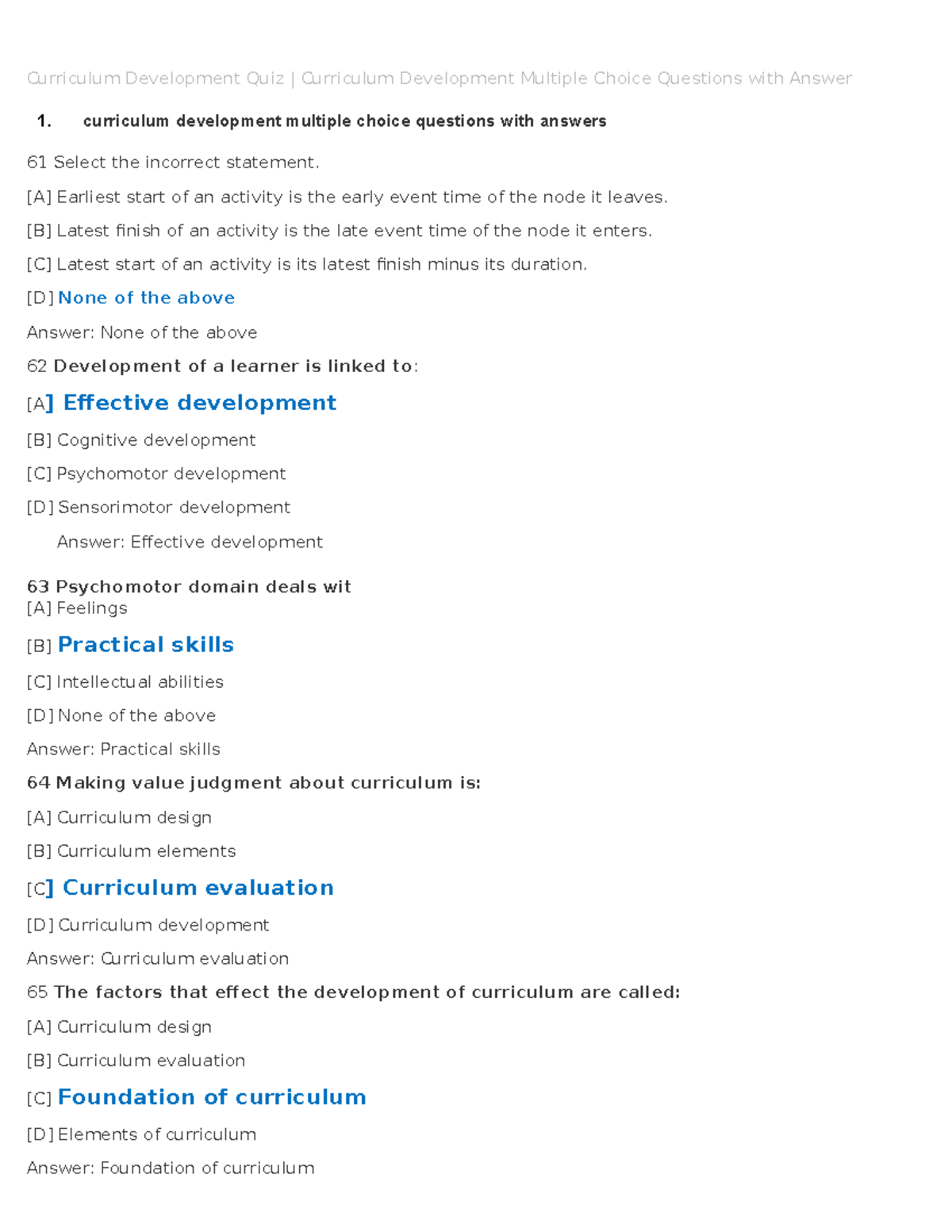 EDC Answers quiz 4 - Assignment for EDC - Curriculum Development Quiz ...