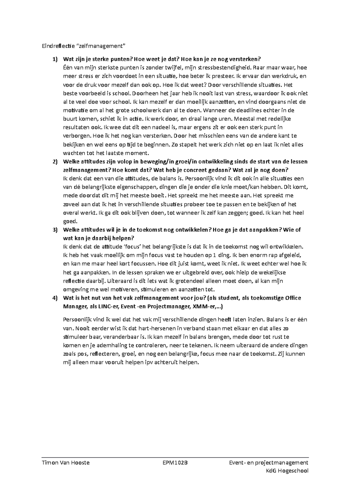 Eindreflectie - Te gebruiken als voorbeeld - Eindreflectie ...