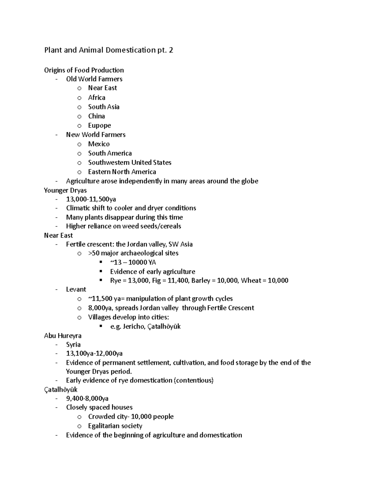 Anth 110-02 Week 13 Pt. 1 - Plant and Animal Domestication pt. 2 Origins of Food Production ...