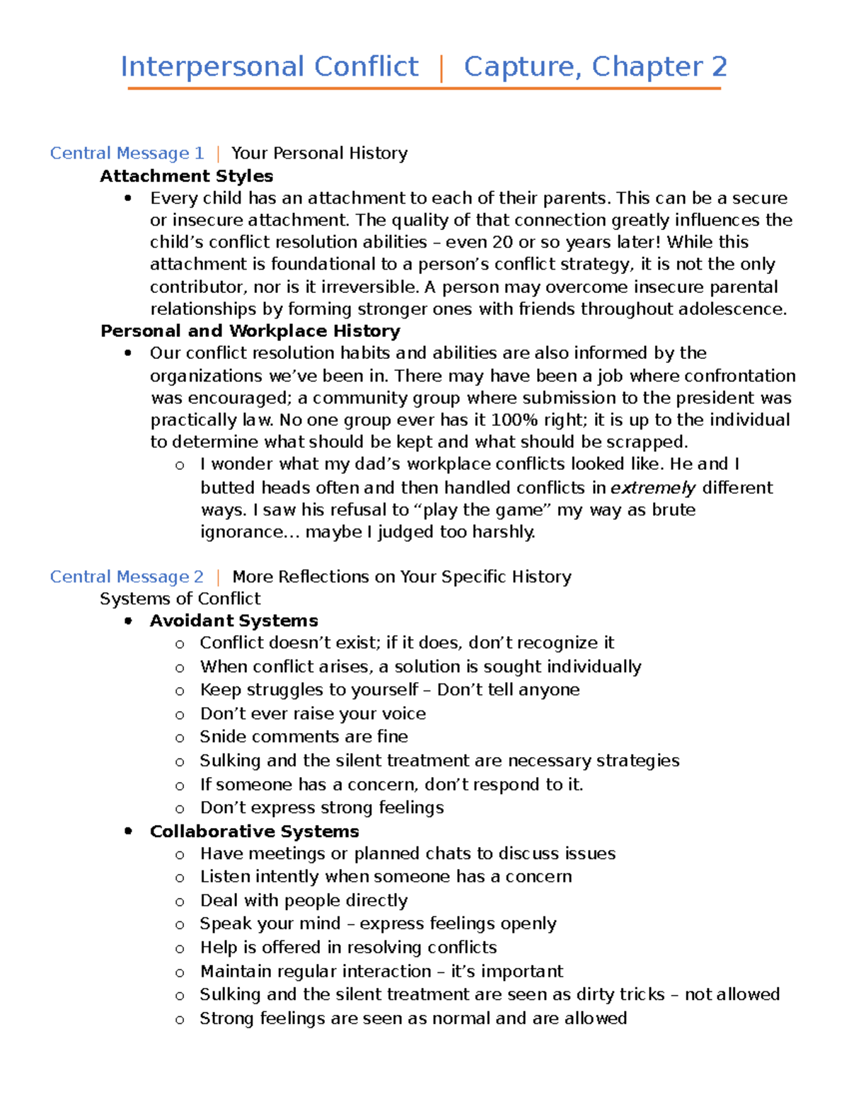 COMM 450 - Capture, Chapter 2 Example - Interpersonal Conflict ...