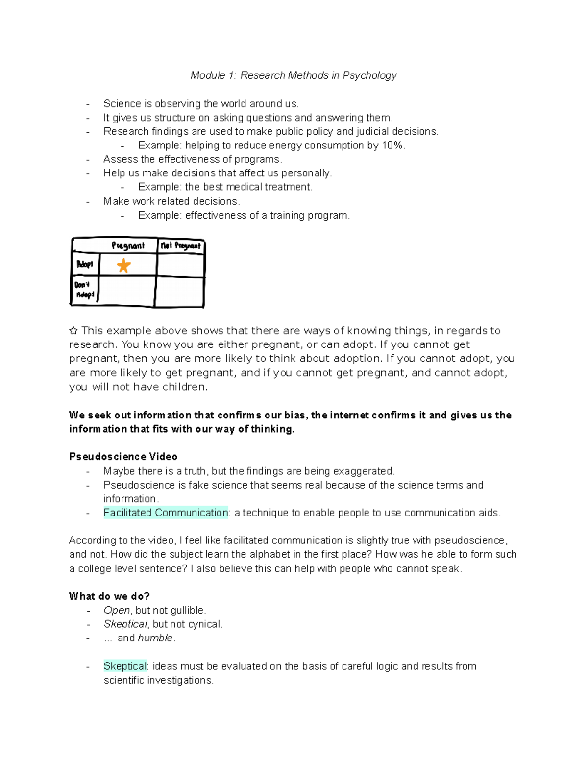 Psychology Notes - Module 1: Research Methods in Psychology Science is ...
