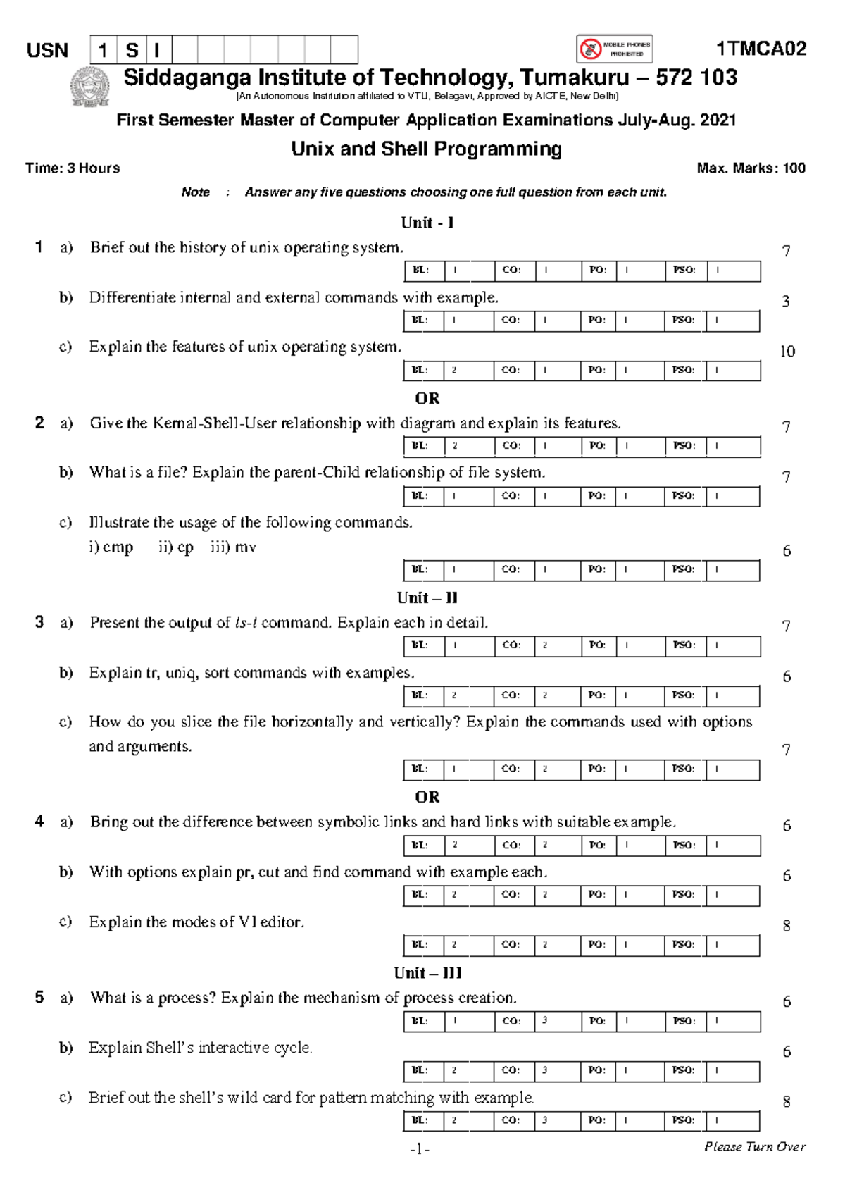 1TMCA02 - MCA paper - (An Autonomous Institution affiliated to VTU ...