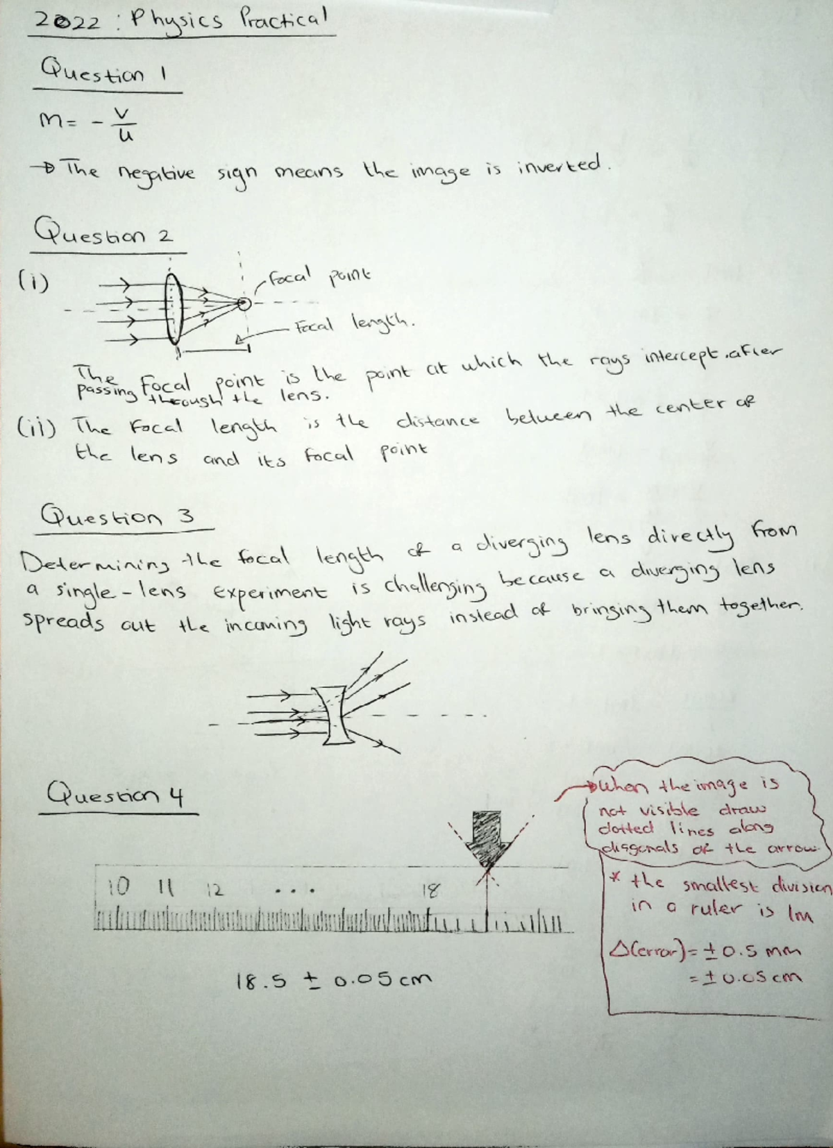 2022 physic practical solution - 2022 : Physics Practical Question The negative sign means the ...