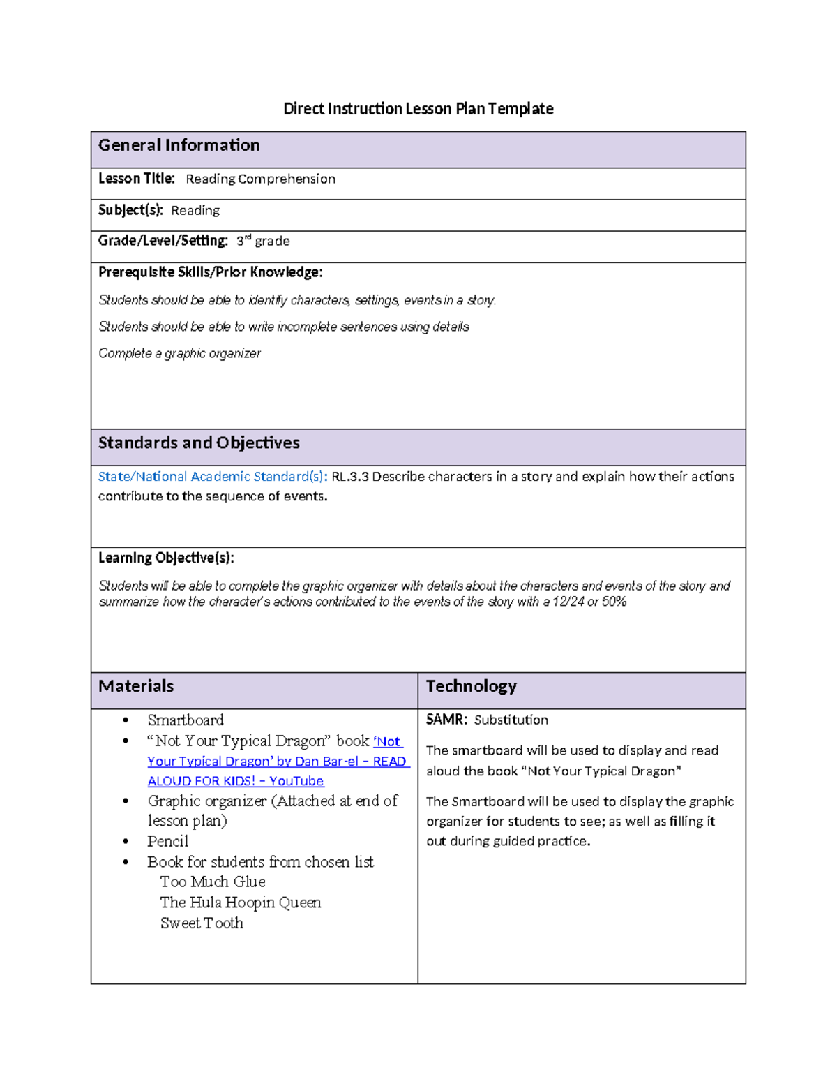 C365 LA lesson plan - Direct Instruction Lesson Plan Template General Information Lesson Title ...
