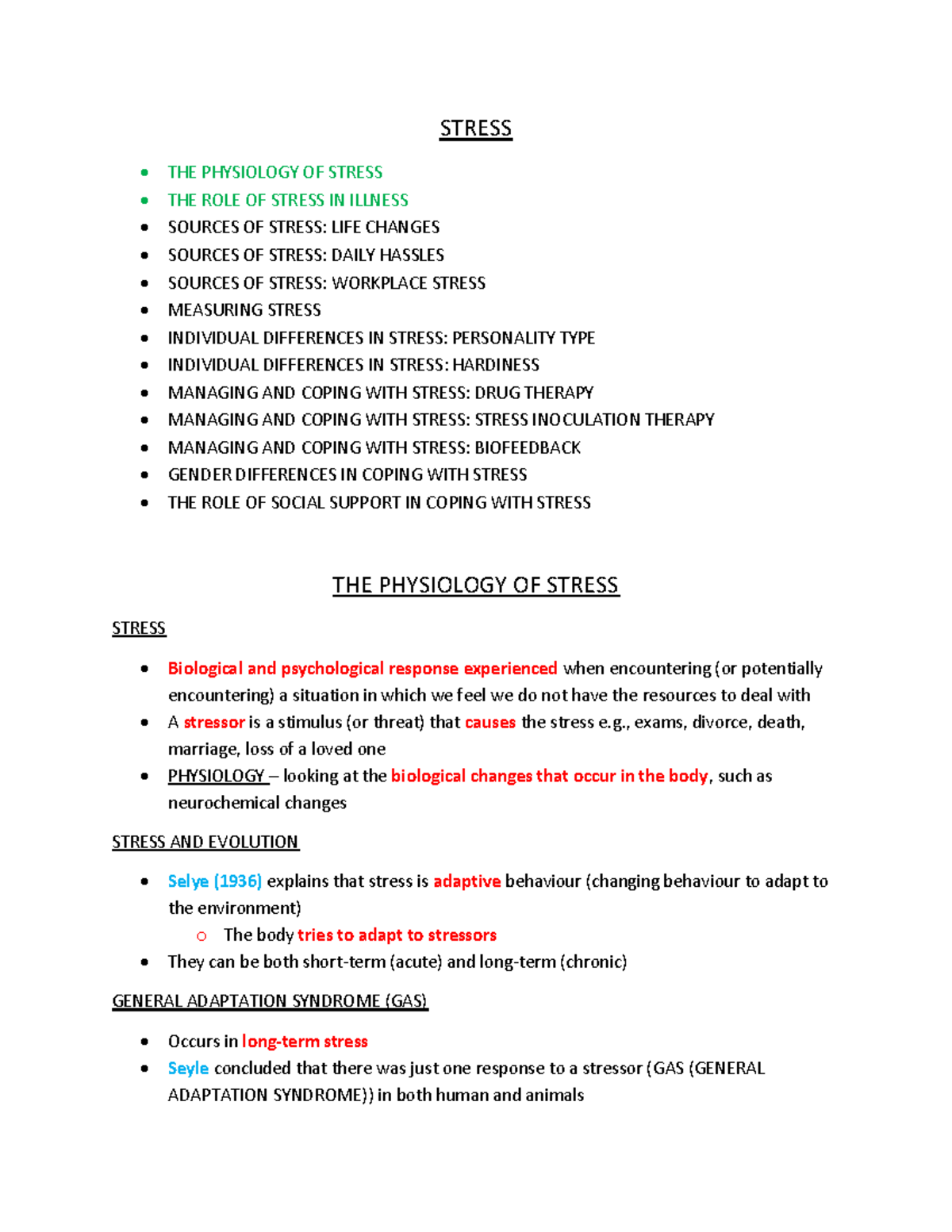 Stress - STRESS • THE PHYSIOLOGY OF STRESS • THE ROLE OF STRESS IN ...