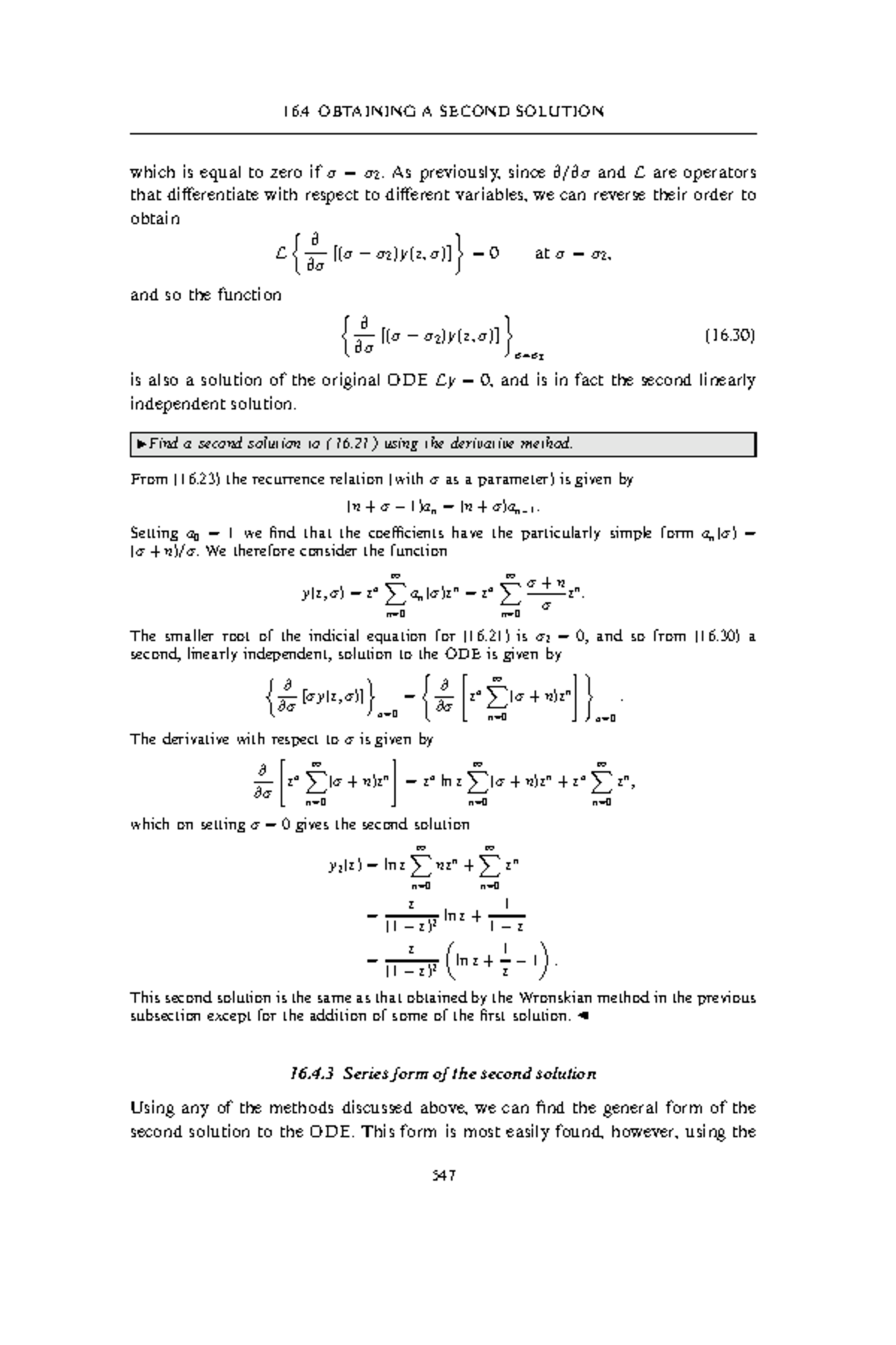 Physics Engineering (46) - 16 OBTAINING A SECOND SOLUTION which is ...