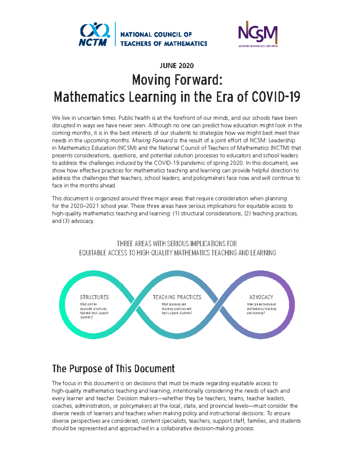 NCTM NCSM Moving Forward - JUNE 2020 Moving Forward: Mathematics ...