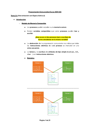 Tema 3 - Sincronización con Semáforos (Programación Concurrente - Curso 2021/2022 ...