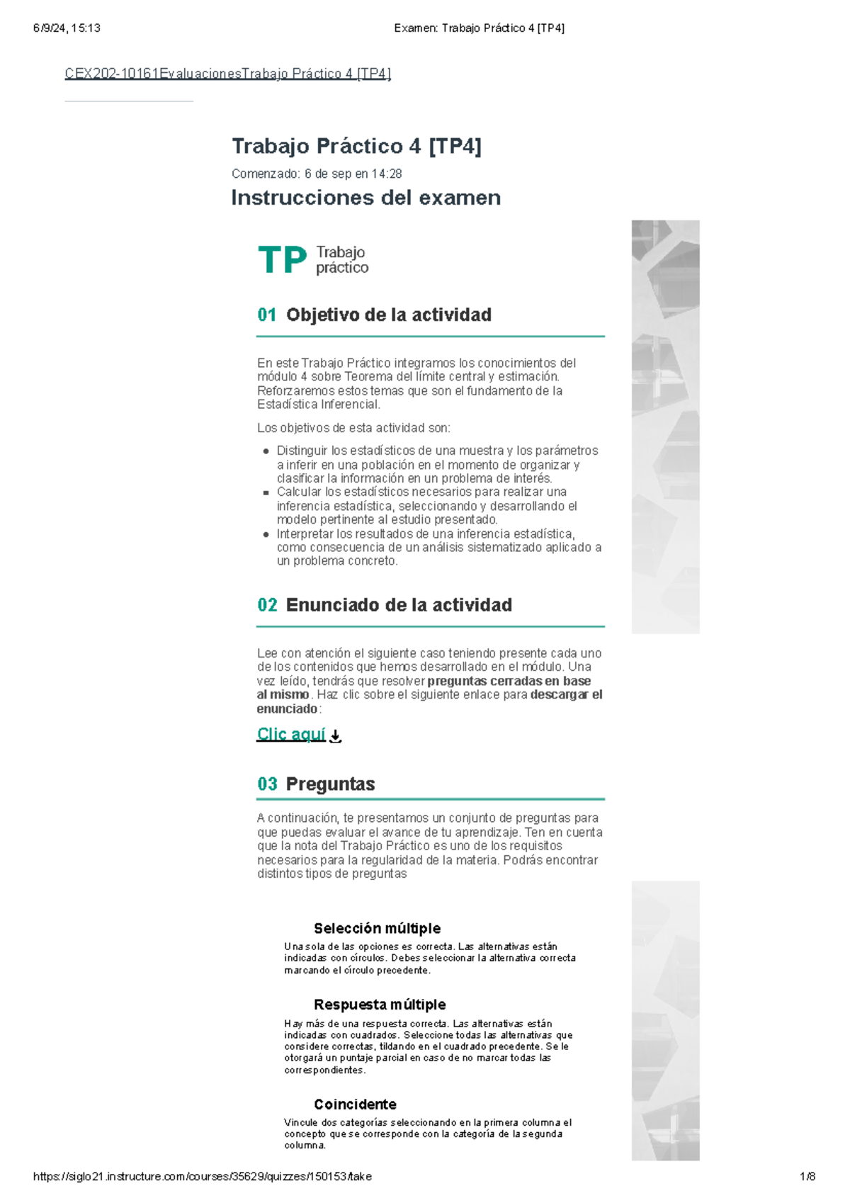 Examen Trabajo Práctico 4 [TP4]3 - CEX202-10161EvaluacionesTrabajo Práctico 4 [TP4] Trabajo ...